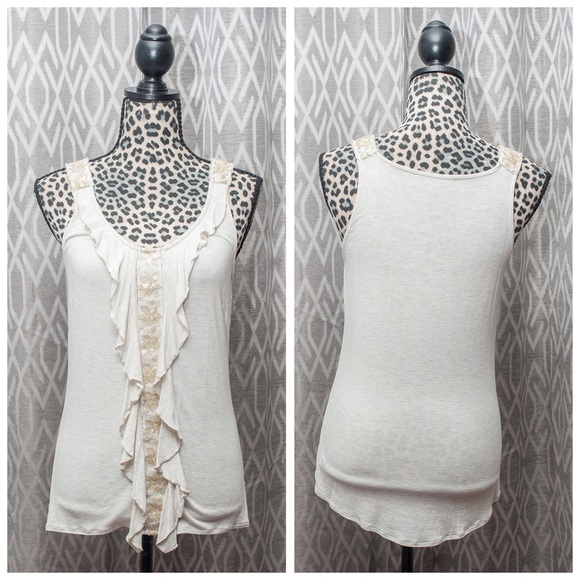 Tops | Ivorylight Tan Gold Sequin Detail Tank | Poshmark